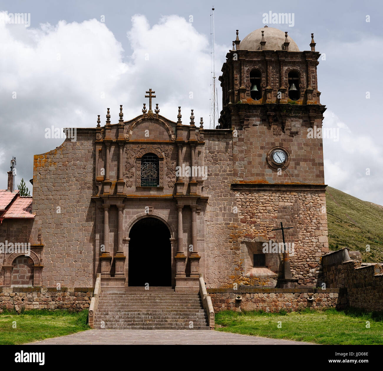South America, Peru, View of the facade of the Catedral de Chucuito ...