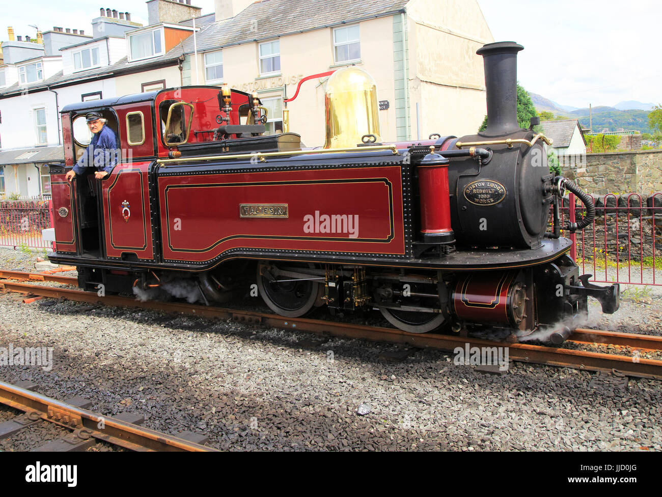 Steam train of Welsh Highland Railway, Porthmadog station, Gwynedd ...