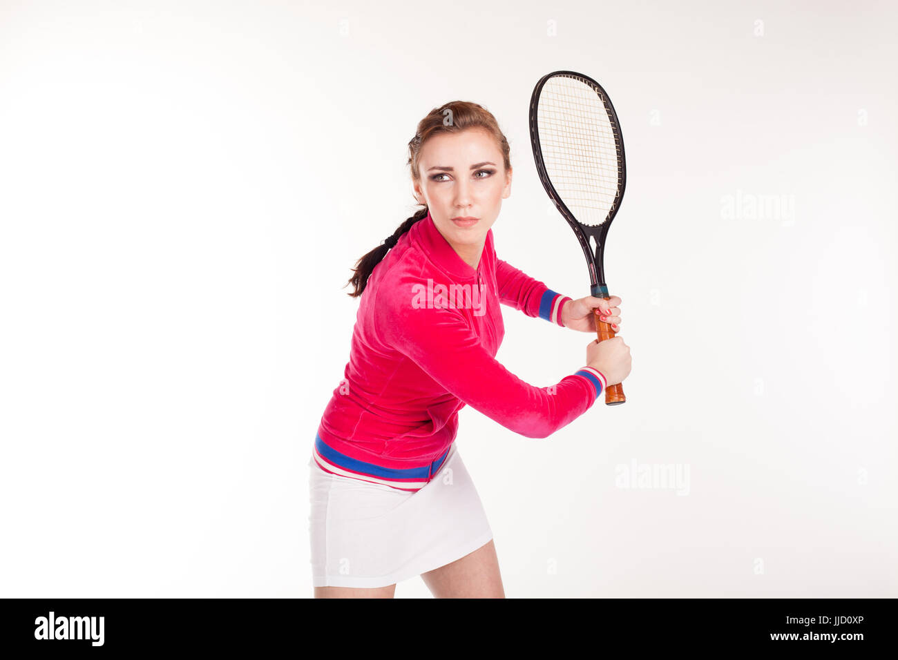 Caucasian teen girl with tennis racket hi-res stock photography and ...