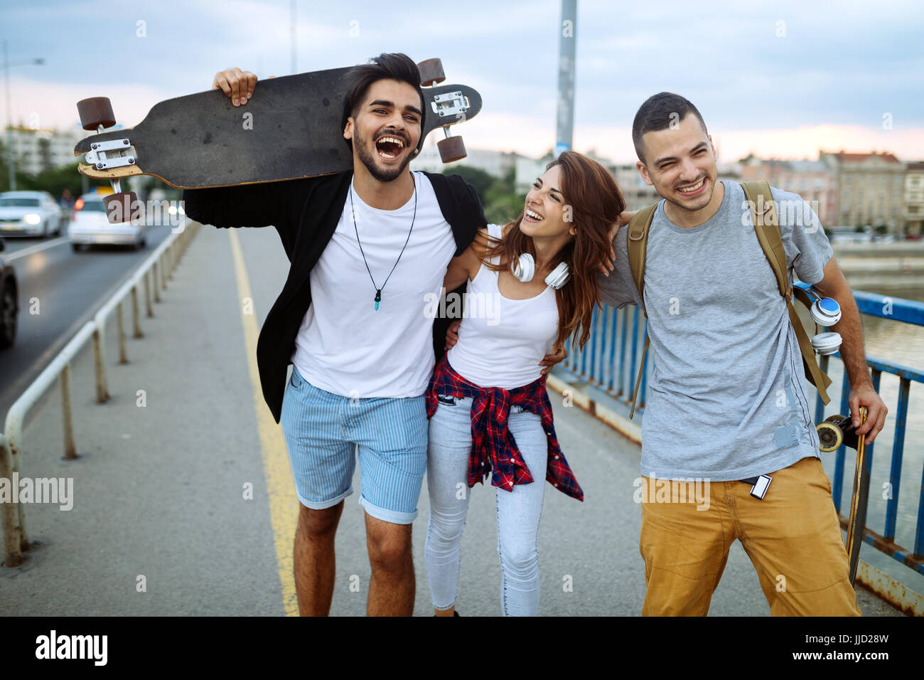Group of happy friends hang out together Stock Photo - Alamy