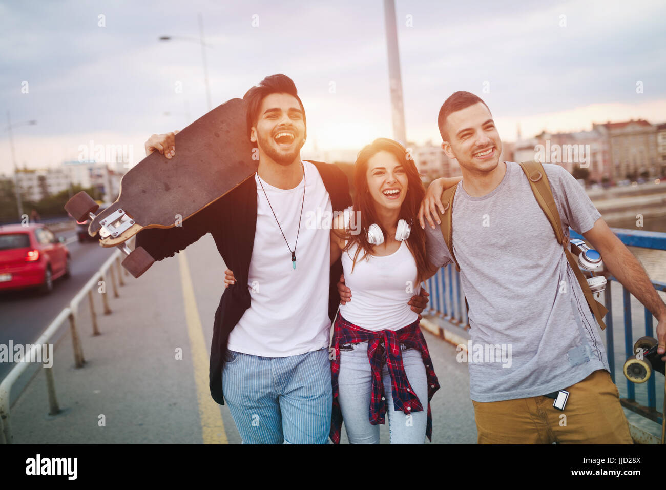 Group of happy friends hang out together Stock Photo - Alamy