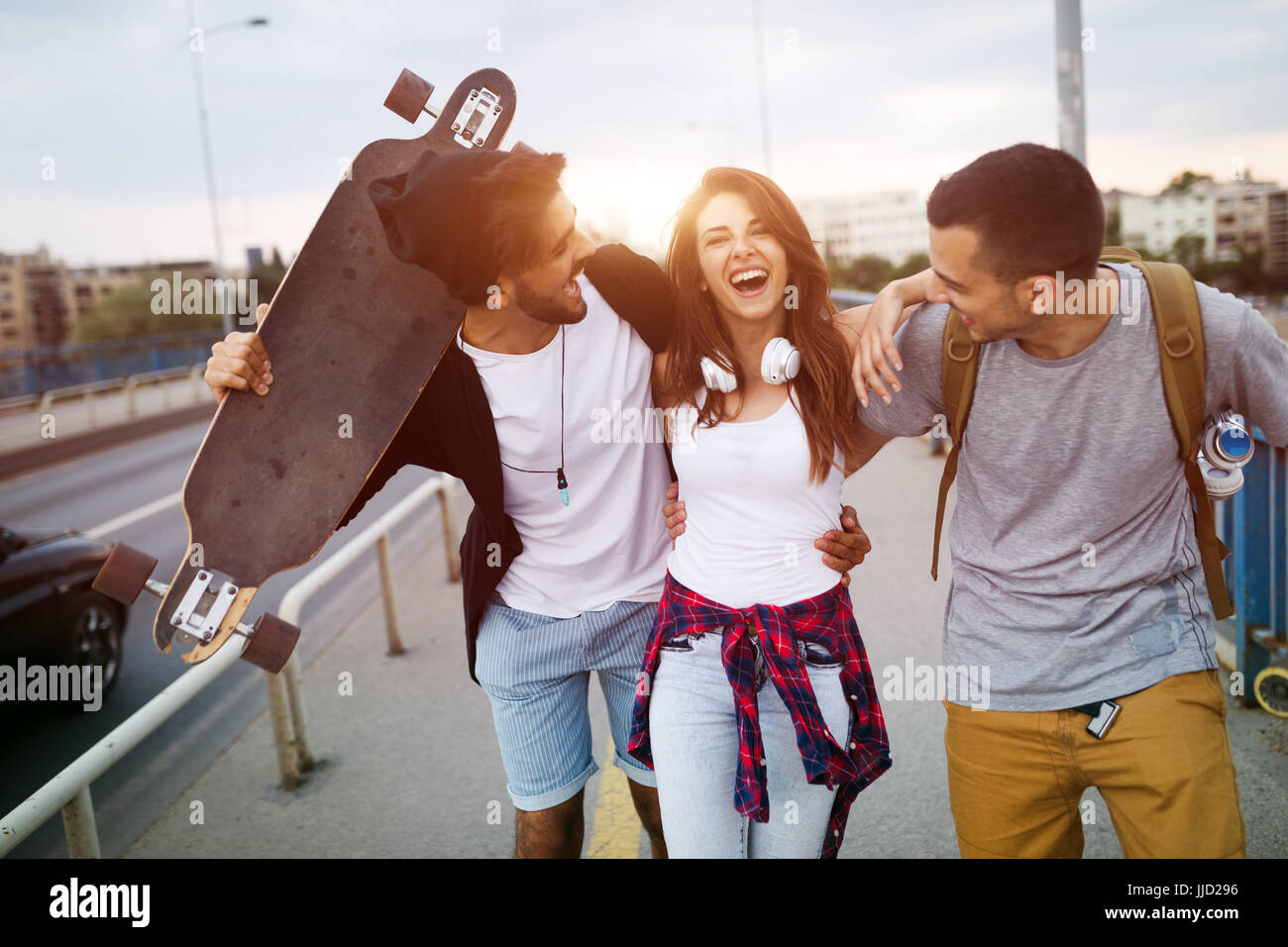 Group of happy friends hang out together Stock Photo - Alamy