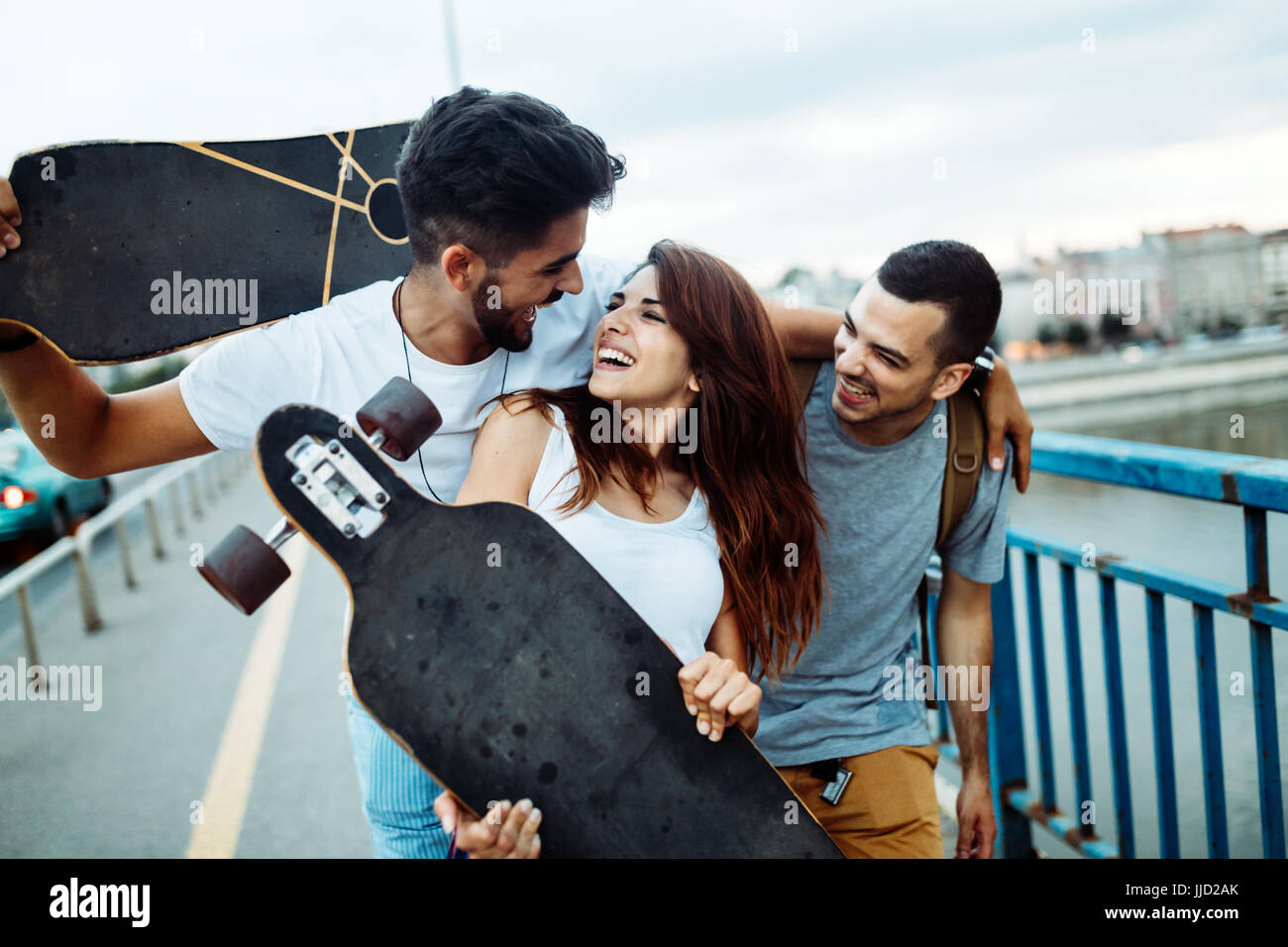 Group of happy friends hang out together Stock Photo - Alamy
