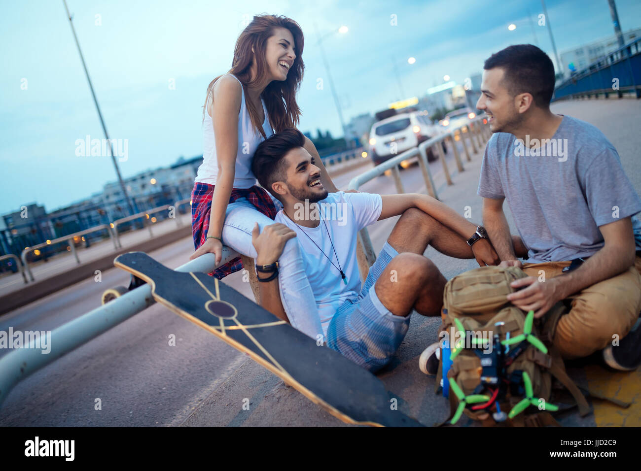 Group of happy friends hang out together Stock Photo - Alamy