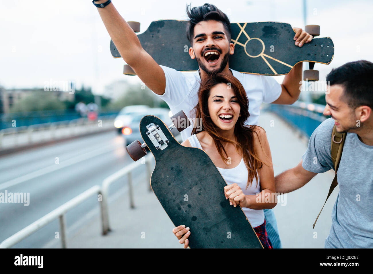 Group of happy friends hang out together Stock Photo - Alamy