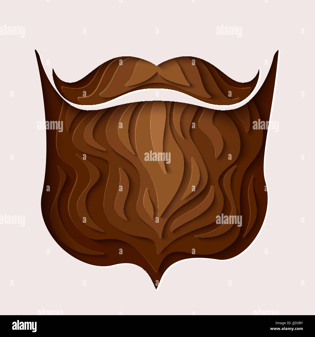 Happy Father's day concept. 3d paper cut hipster beard with mustache ...