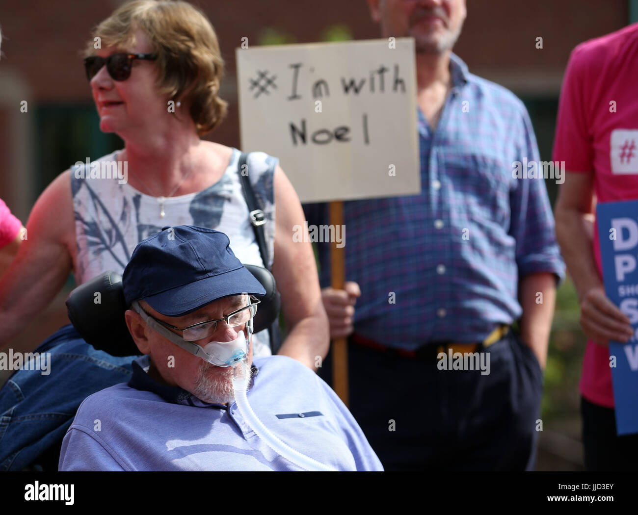 Terminally-ill Noel Conway, 67, arriving at Telford County Court with ...