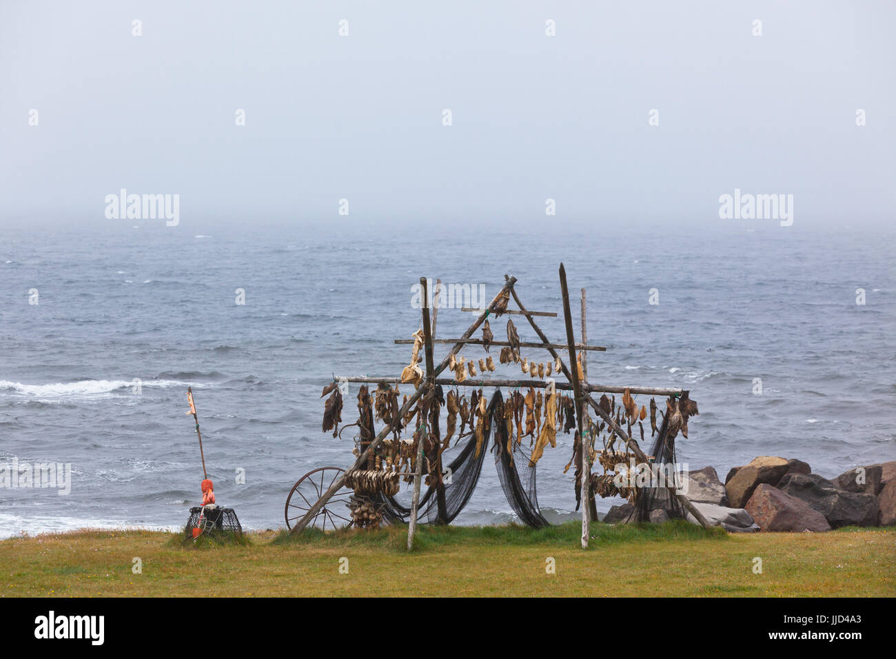 Rack for fish drying on the Northern Iceland coast Stock Photo - Alamy