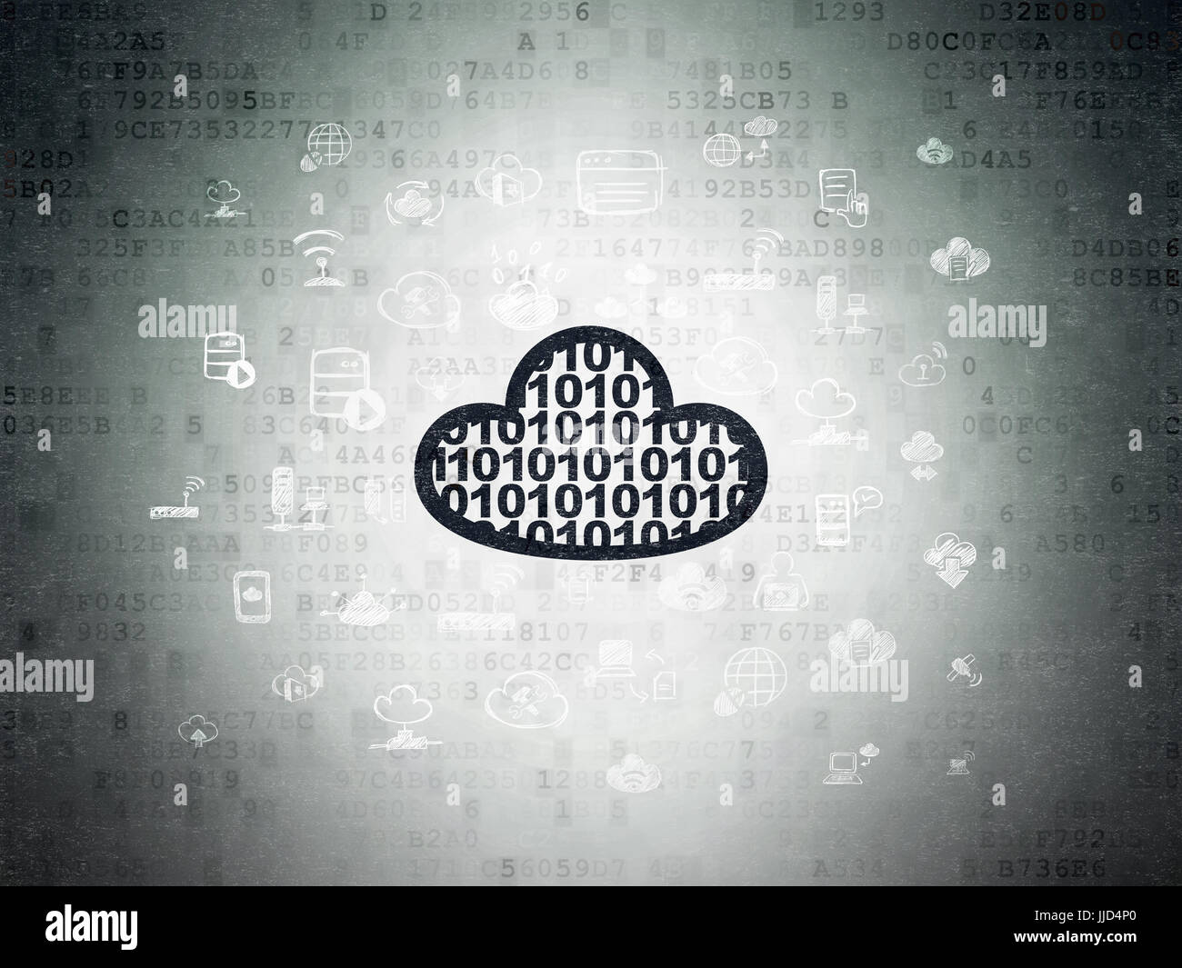 Cloud computing concept: Cloud With Code on Digital Data Paper ...