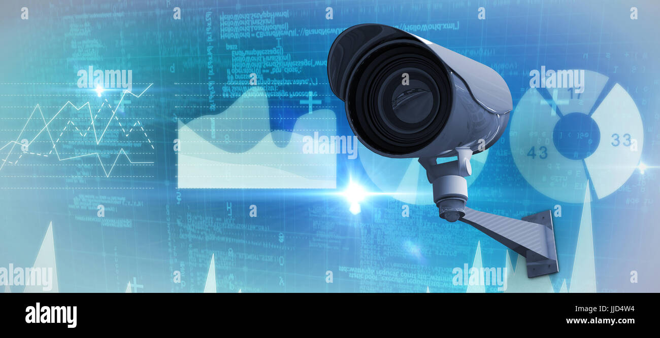 CCTV camera against genes diagram on white background Stock Photo - Alamy