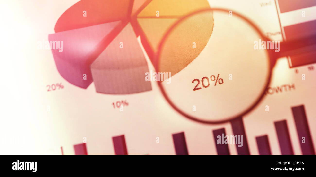 Magnifying glass on bar chart hi-res stock photography and images - Alamy