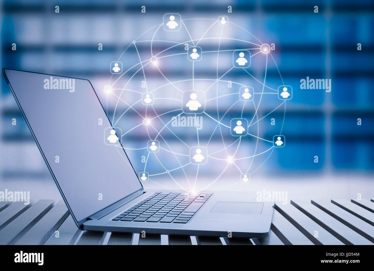 3d rendering social network interface with notebook computer Stock ...