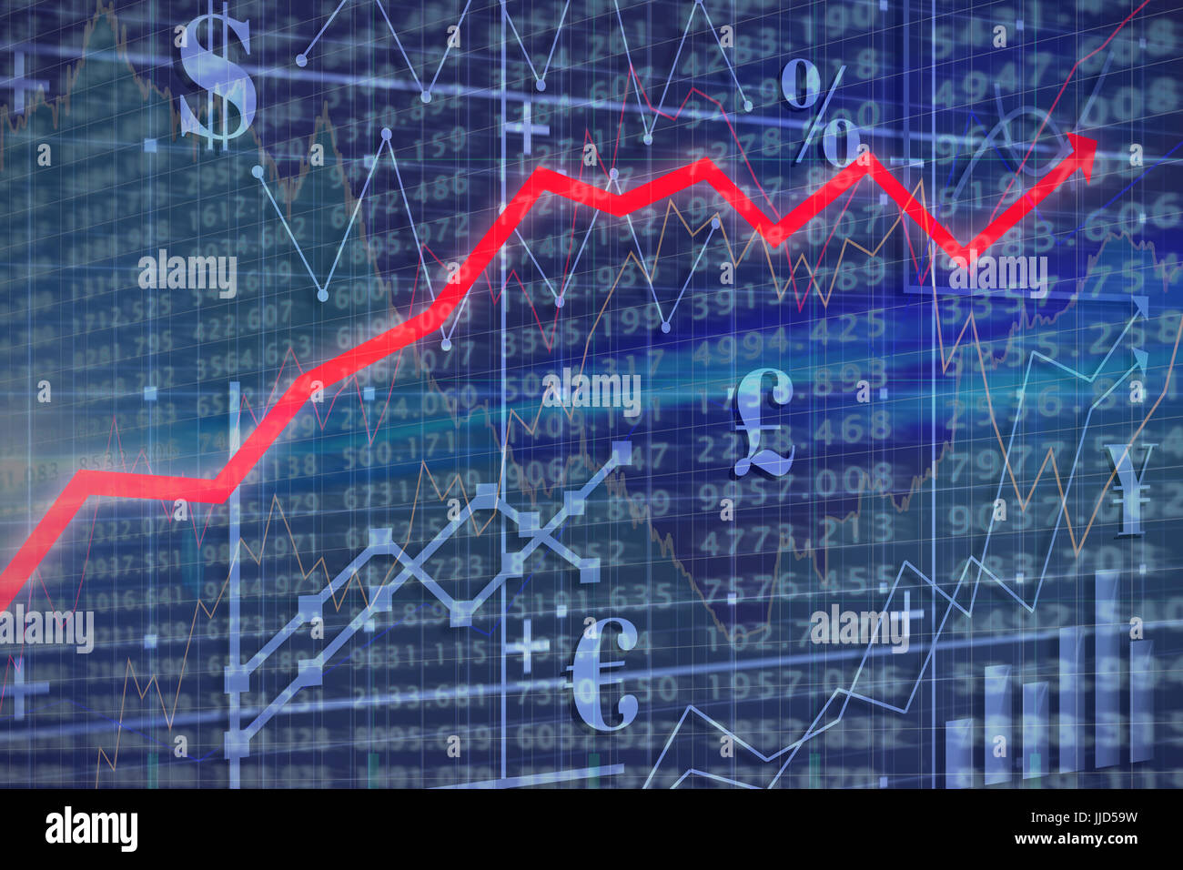 Red arrow against graph Stock Photo - Alamy
