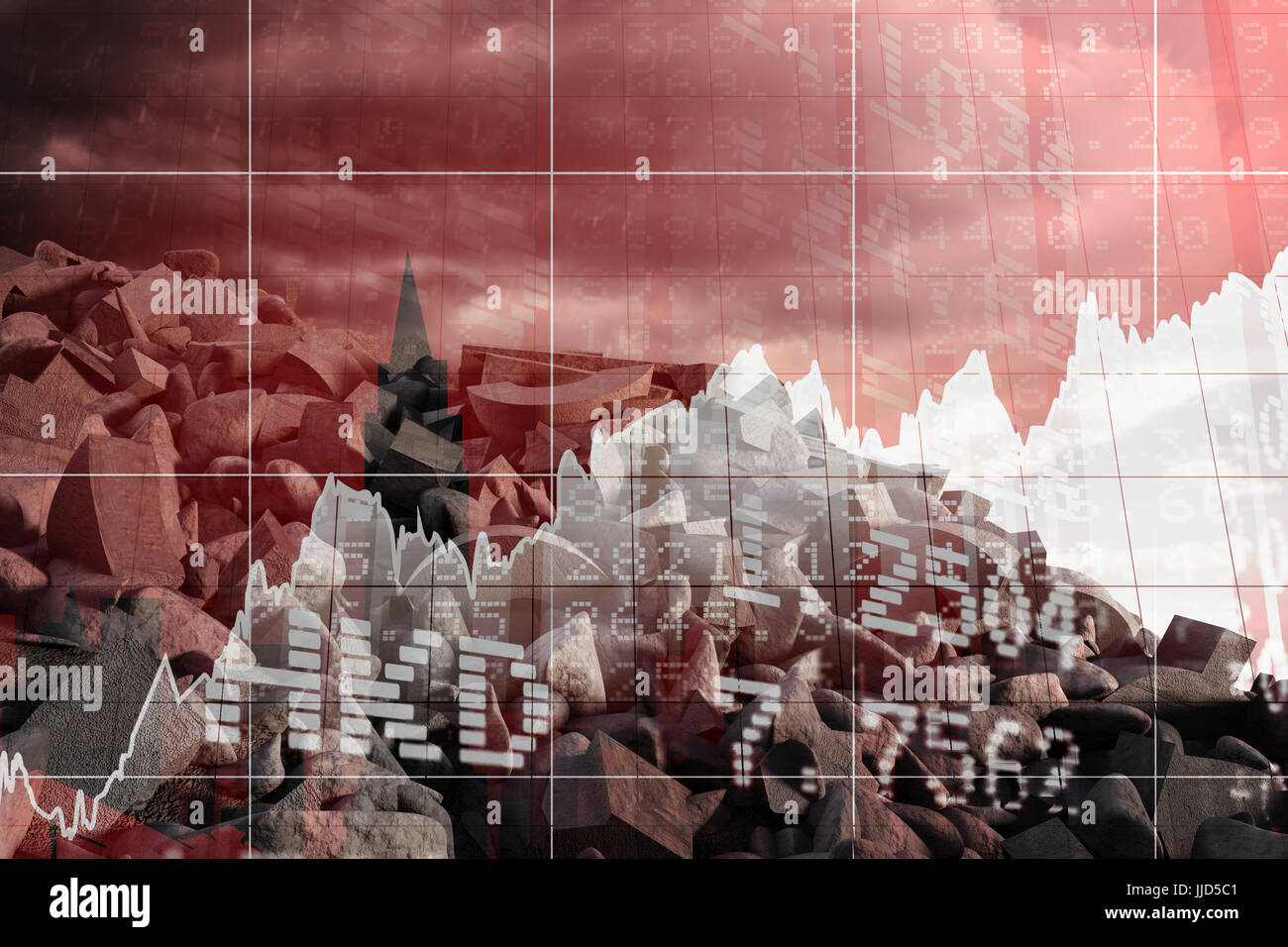 pile of rocks against graphs and numbers Stock Photo - Alamy