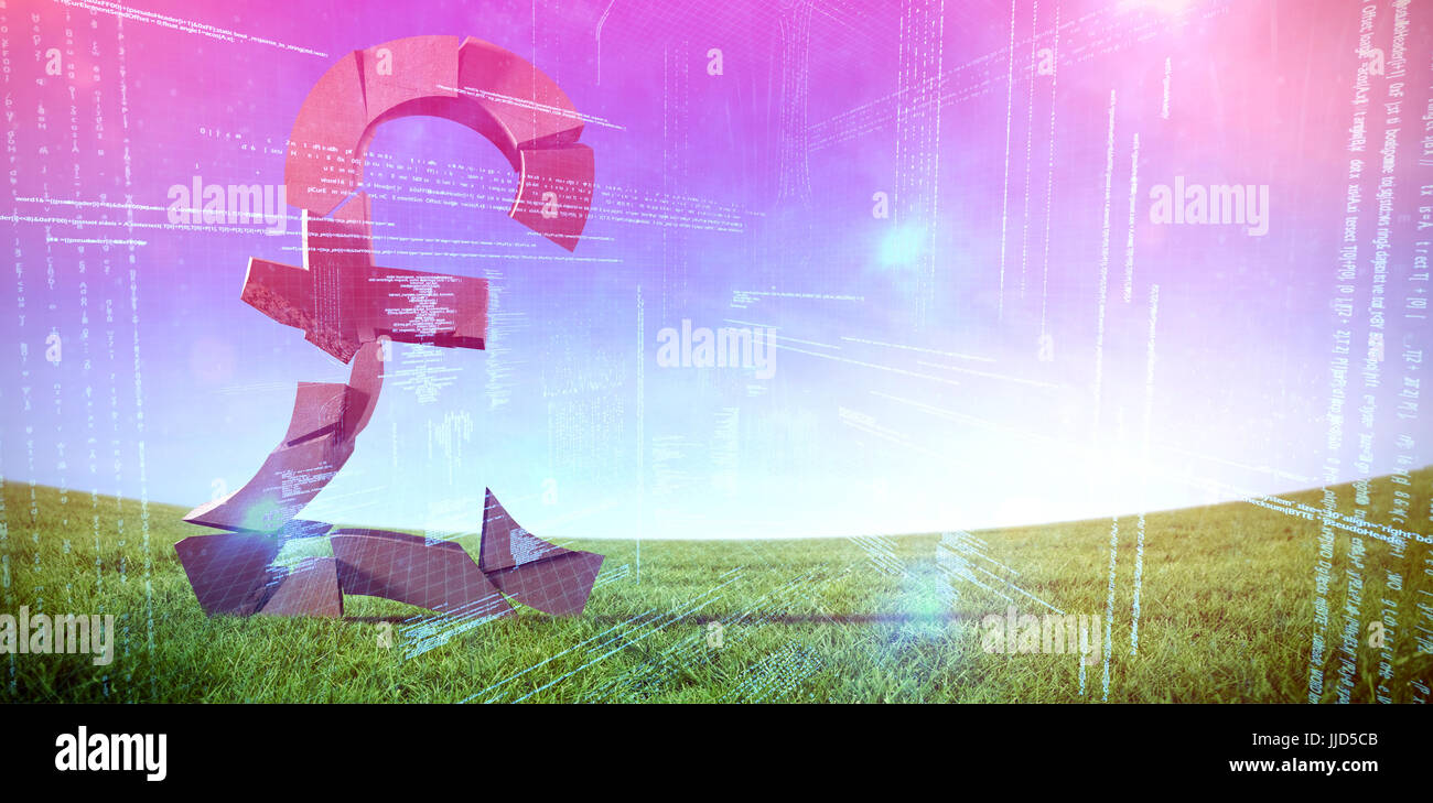 3d image of pond symbol against illustration of virtual data Stock ...