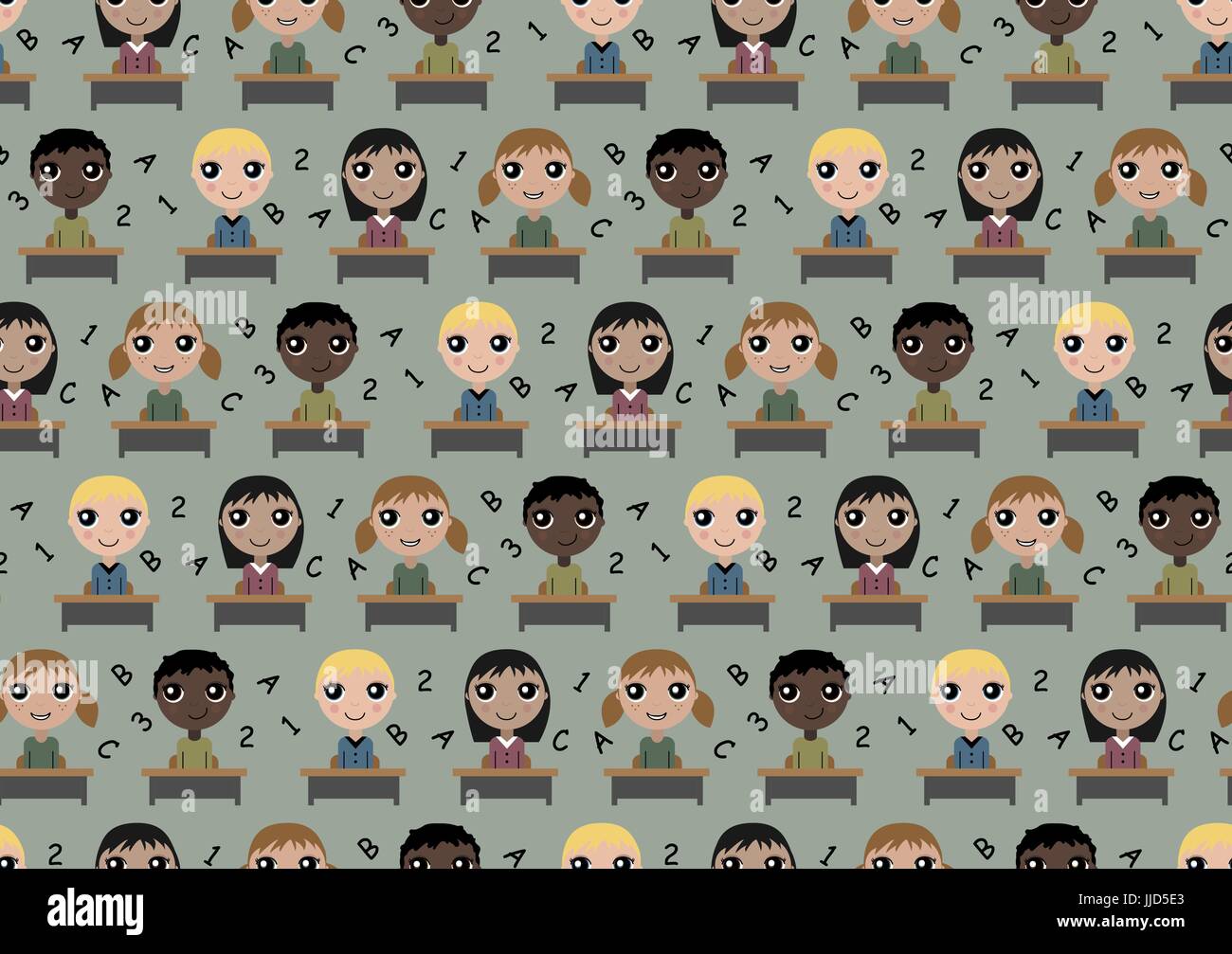 Seamless pattern children in school, vector Stock Vector Image & Art ...