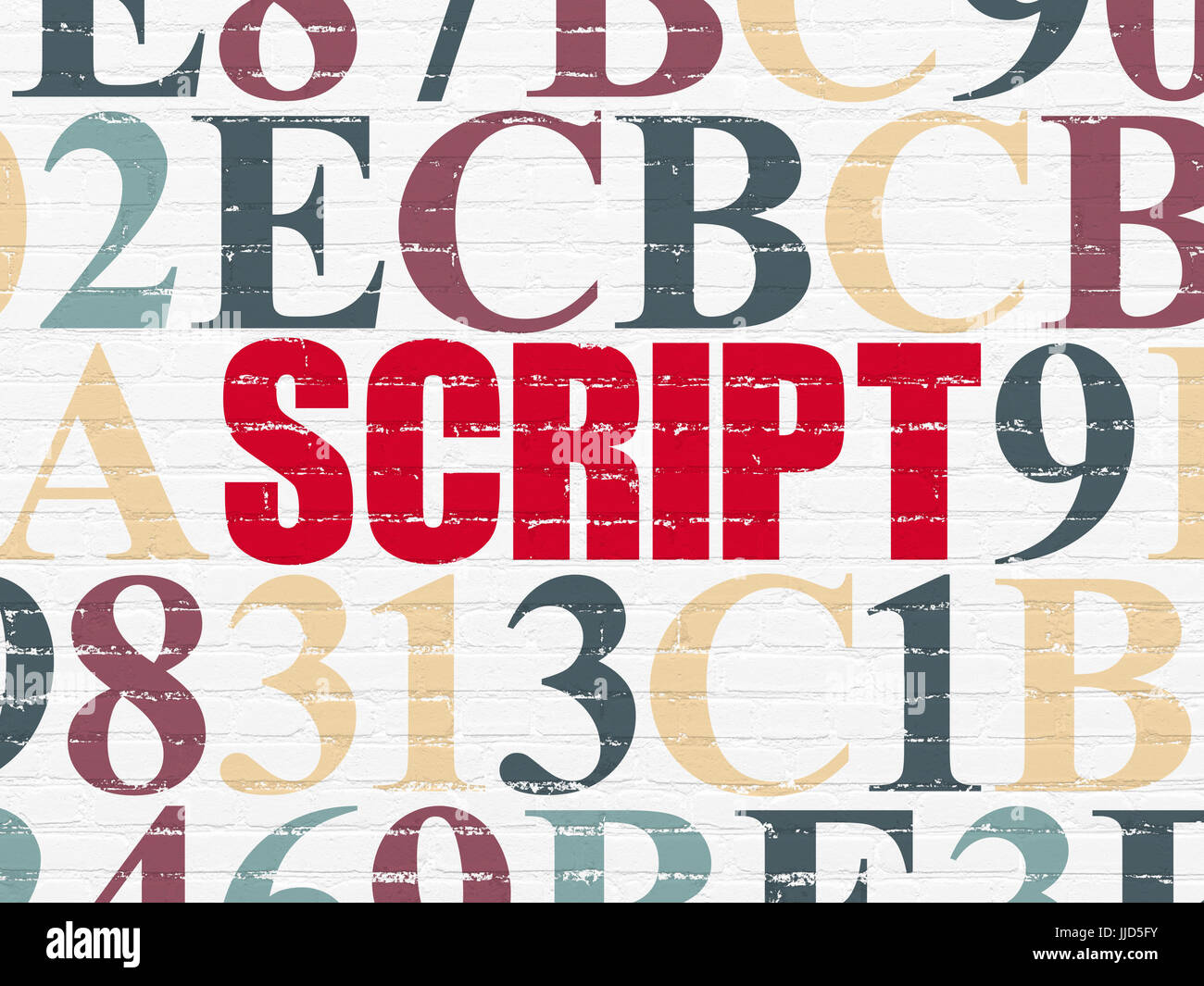 Programming concept: Script on wall background Stock Photo - Alamy