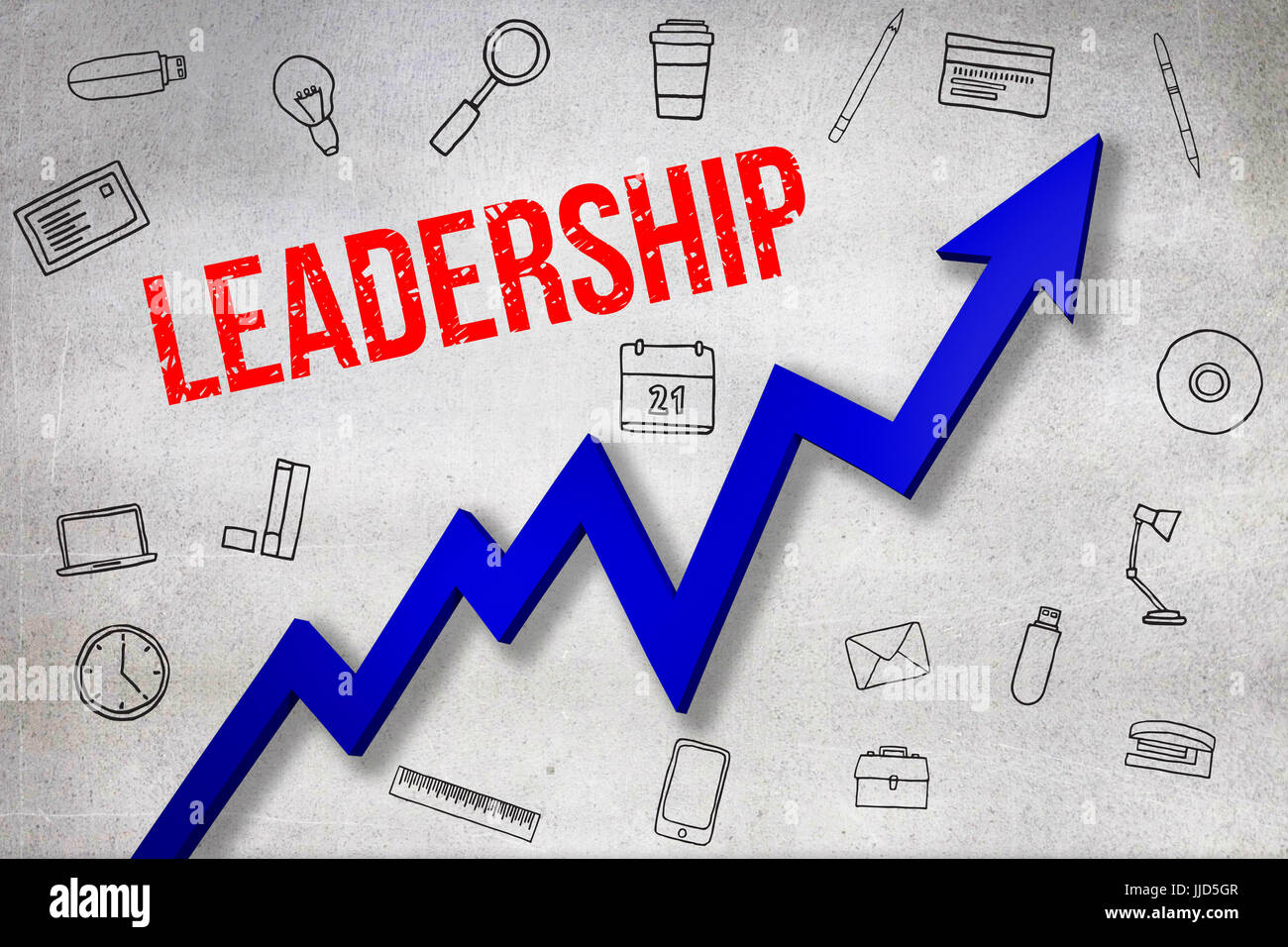 Digitally generated image of Leadership text against black wall Stock ...