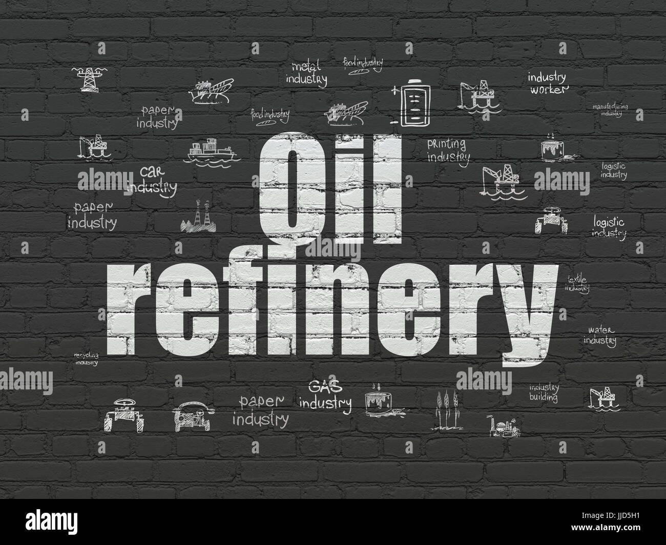 Industry concept: Oil Refinery on wall background Stock Photo - Alamy