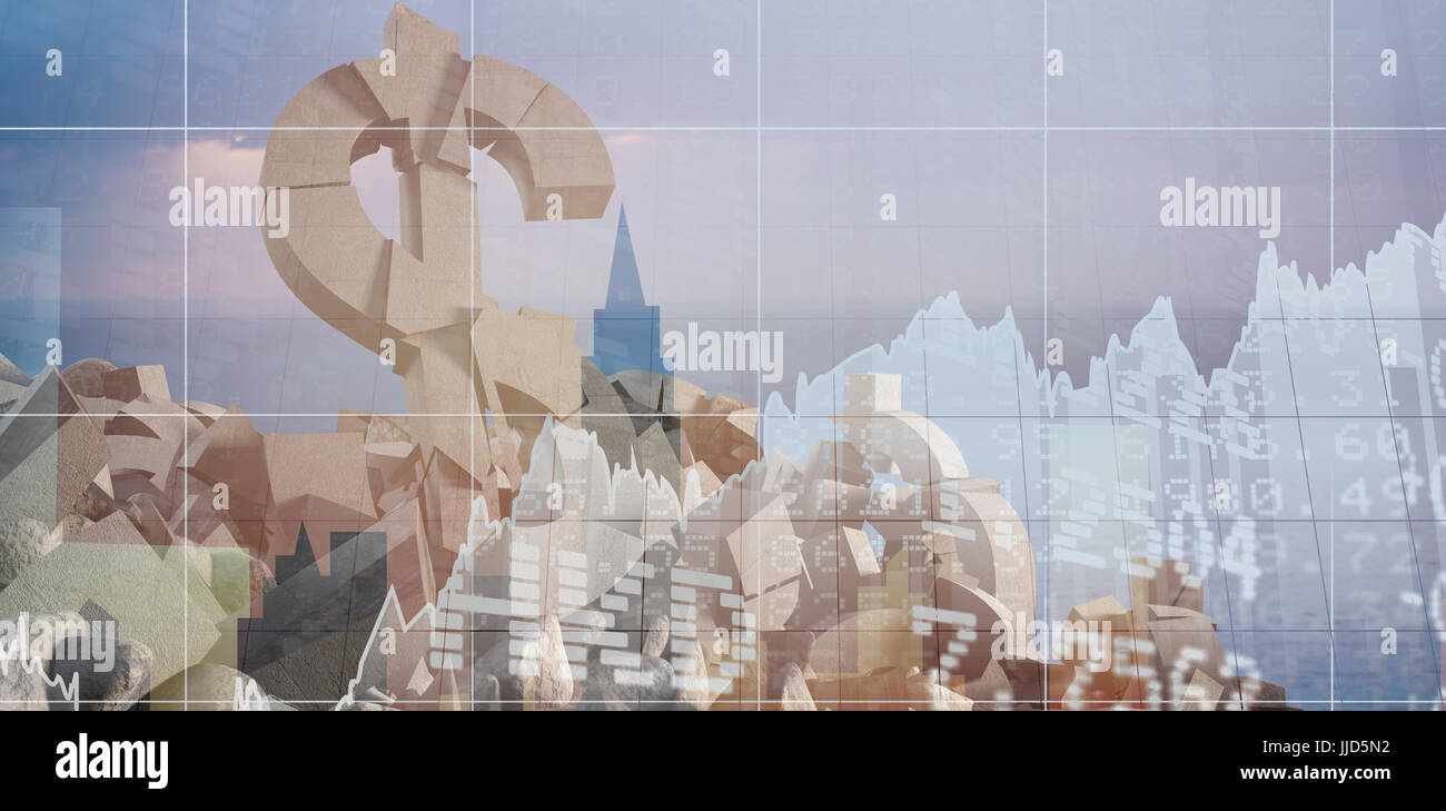 Grey rocks against line graphs and numbers Stock Photo - Alamy