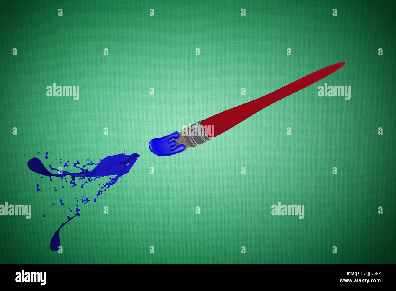 Computer graphic image of paintbrush against green vignette Stock Photo ...