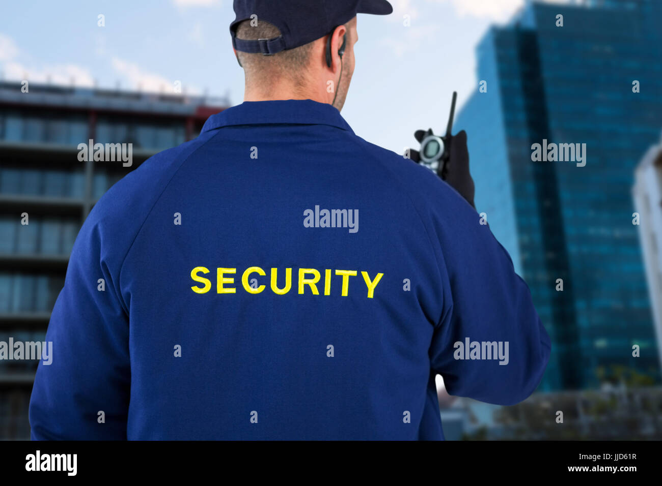 Security Guard Talking Walkie Talkie High Resolution Stock Photography ...
