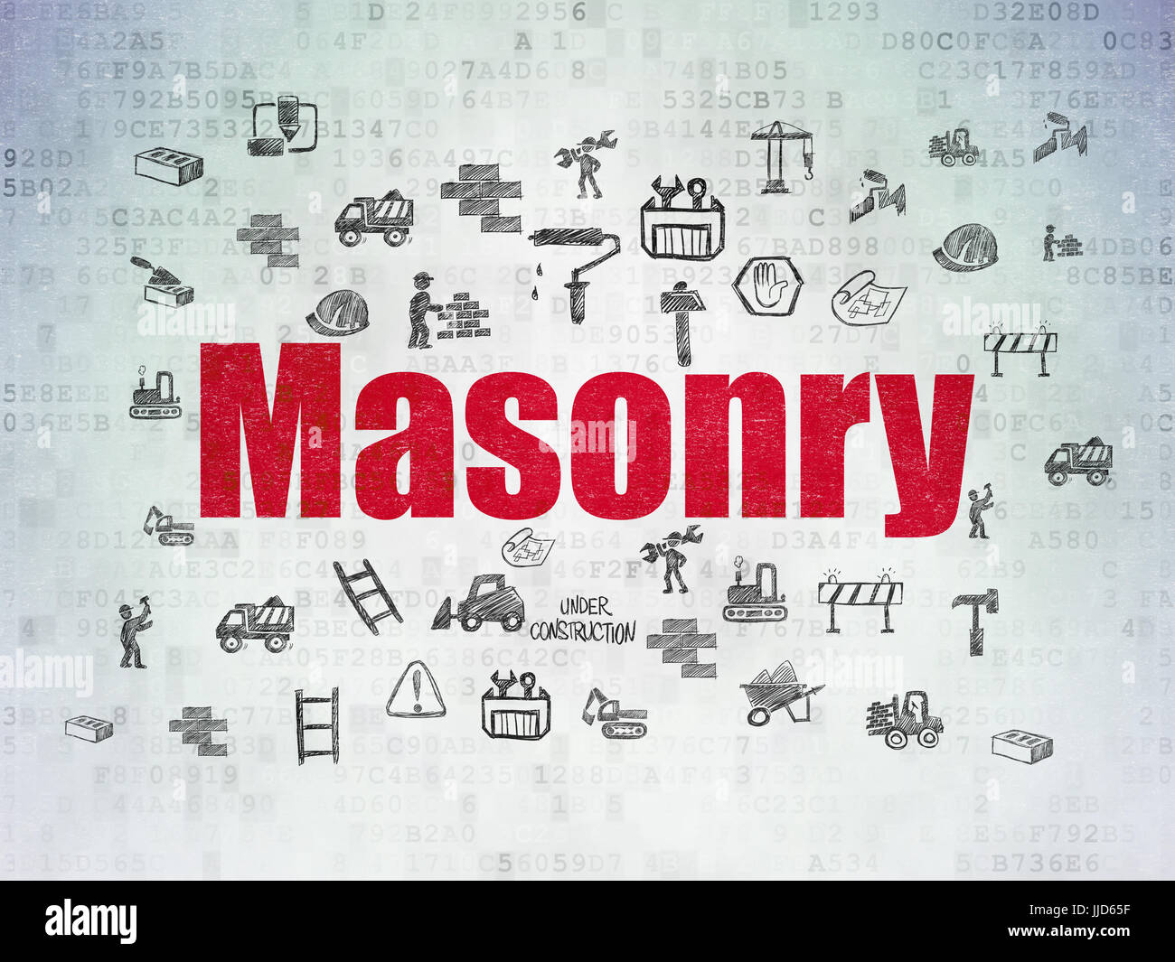 Building construction concept: Masonry on Digital Data Paper background ...