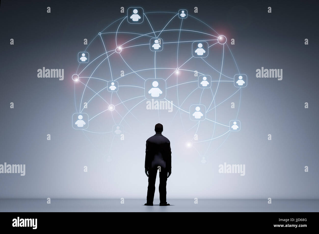 3d rendering social network interface with man icon Stock Photo - Alamy