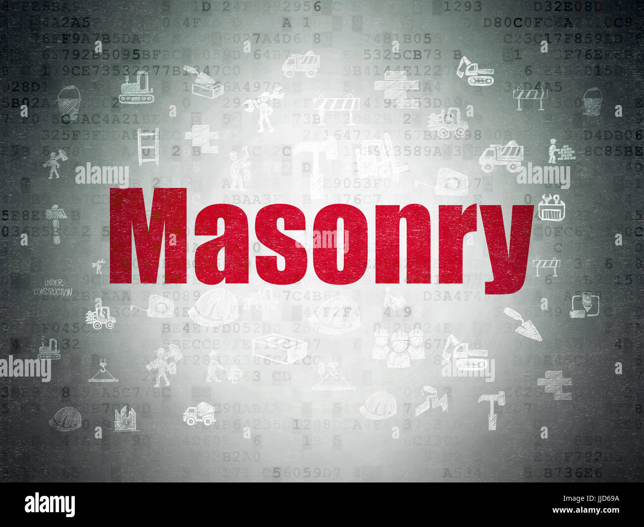 Building construction concept: Masonry on Digital Data Paper background ...