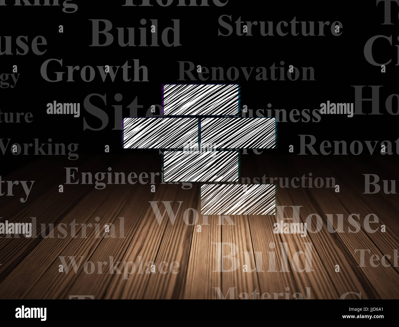 Construction concept: Bricks in grunge dark room Stock Photo - Alamy