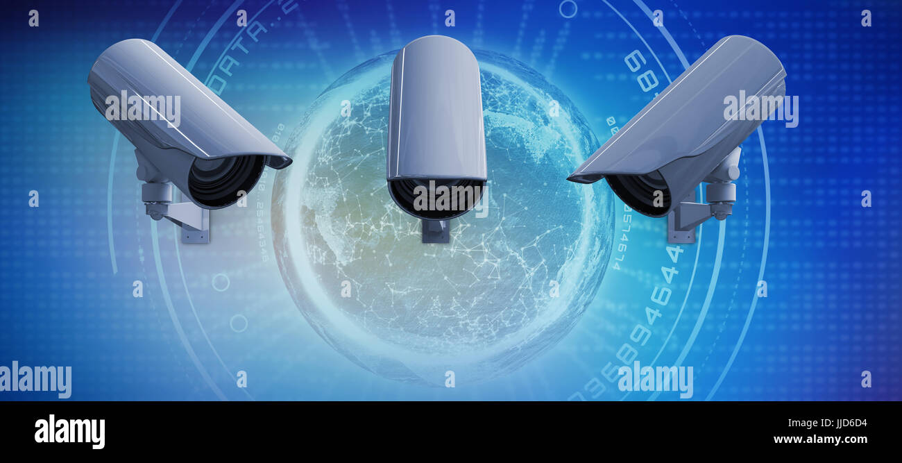 CCTV camera against genes diagram on white background Stock Photo - Alamy