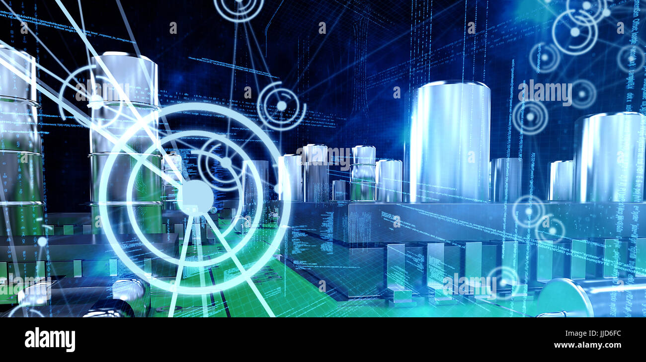 Close up of green circuit board against binary codes and lines Stock ...