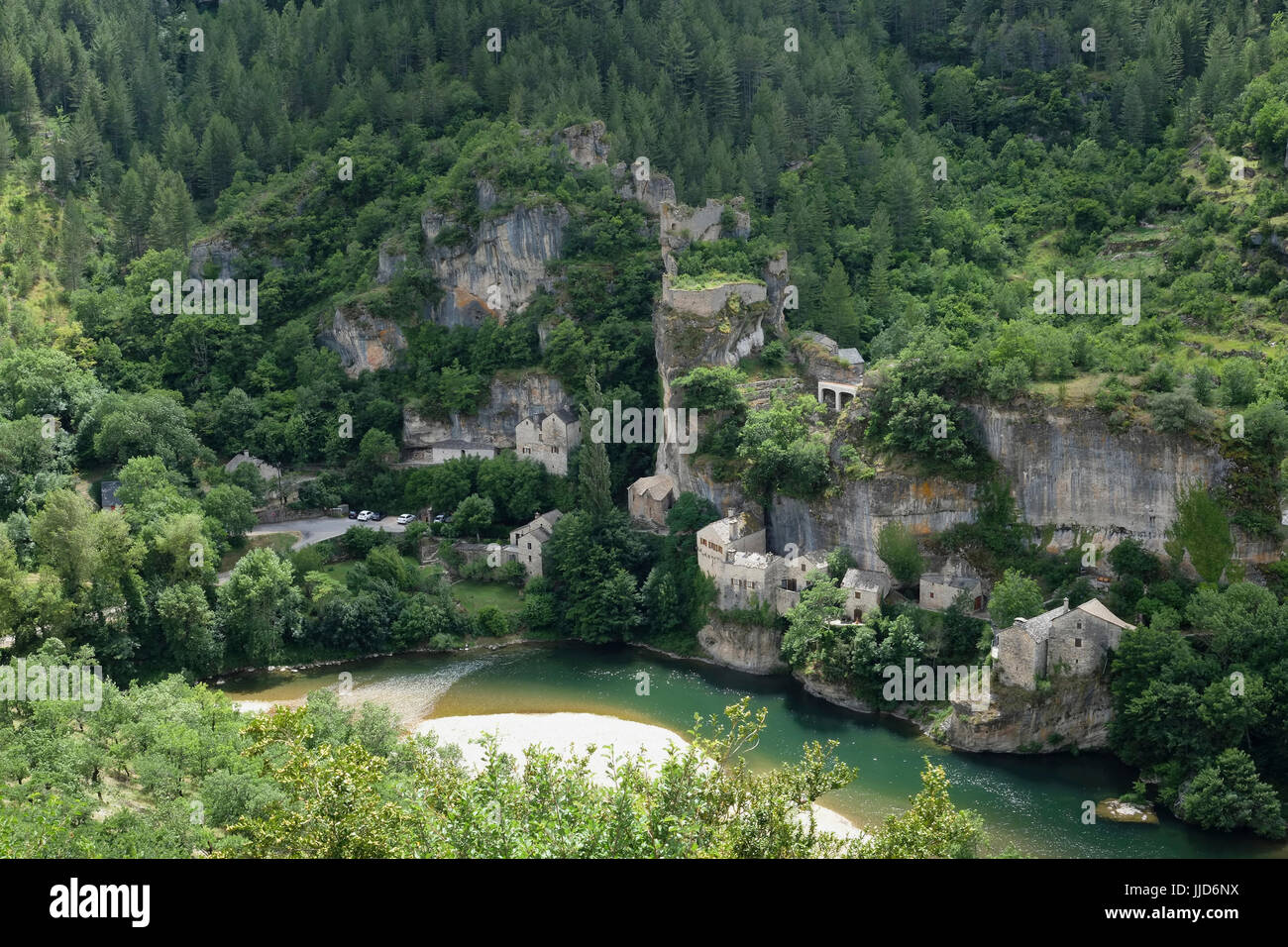 France, Lozere 48, Castelbouc, Historic riverside village in the Gorges ...