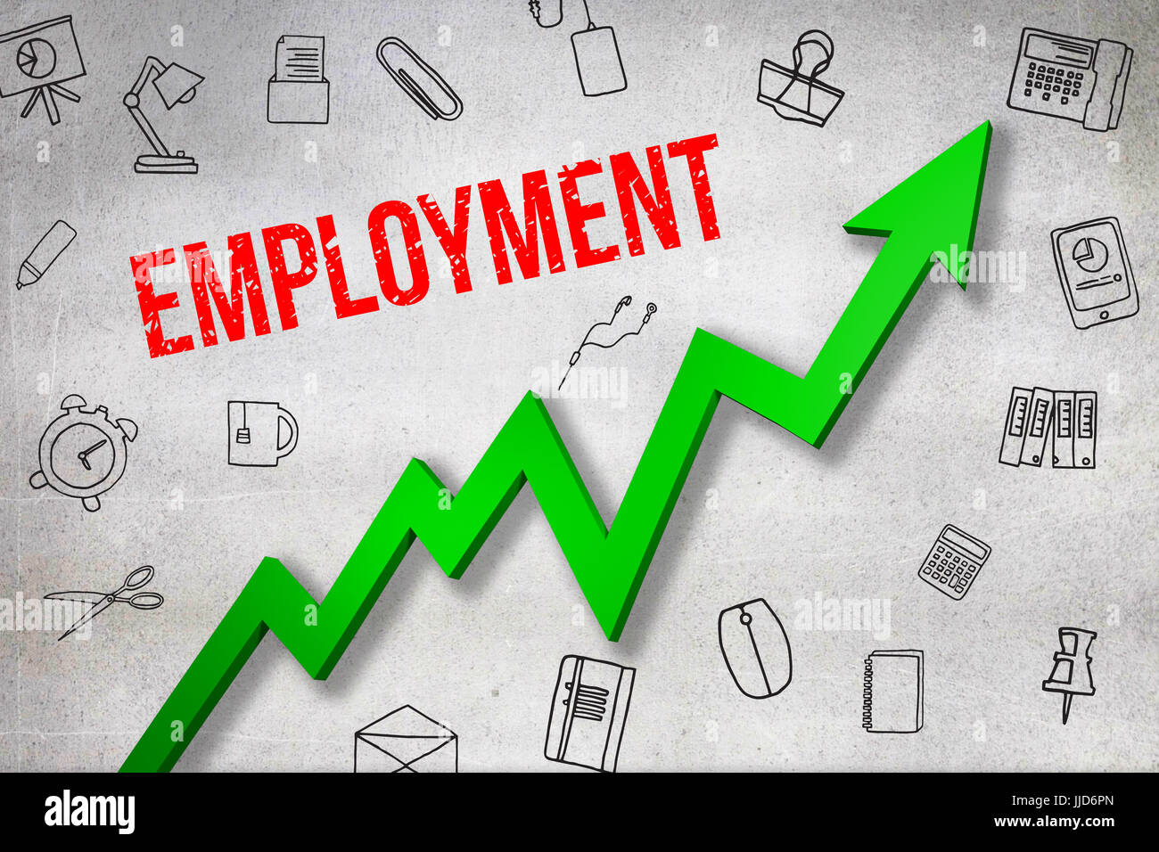 Digitally generated image of Employment text against black wall Stock ...