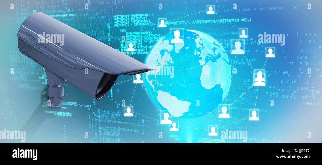 CCTV camera against genes diagram on white background Stock Photo - Alamy