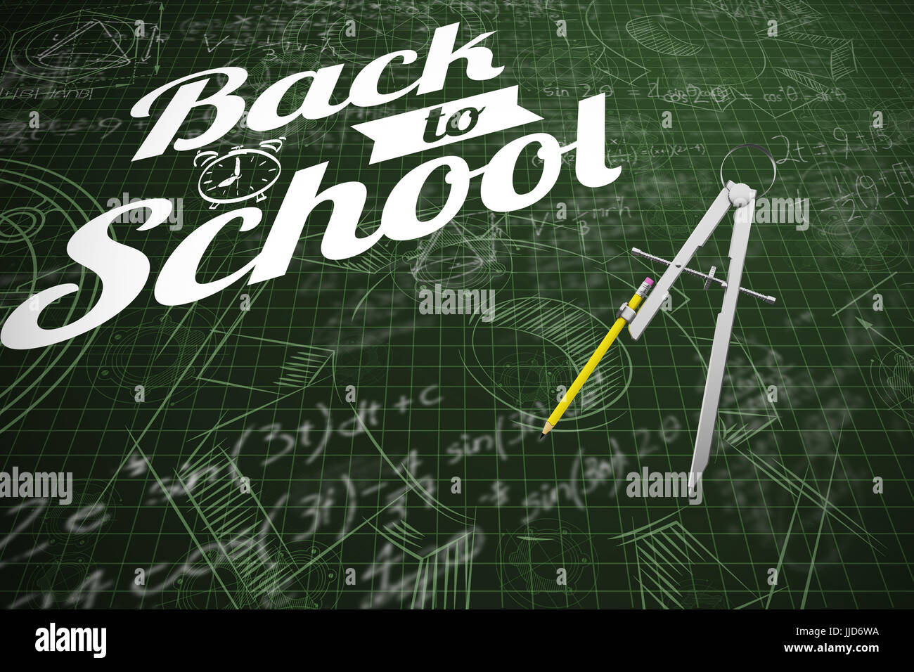 3D image of drawing compass with pencil against mathematical equations ...
