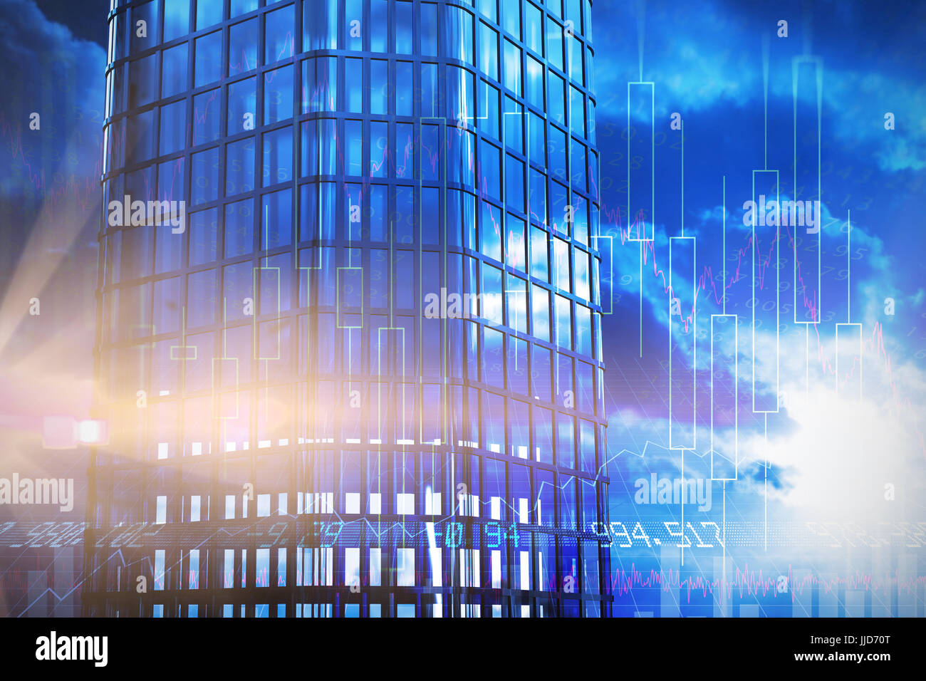 3d image of modern building against stocks and shares Stock Photo - Alamy