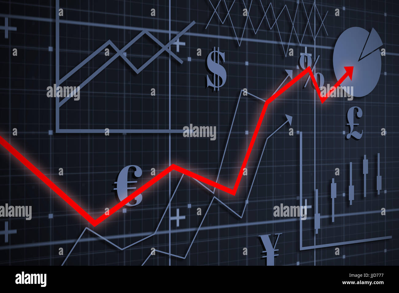Red arrow against graph Stock Photo - Alamy