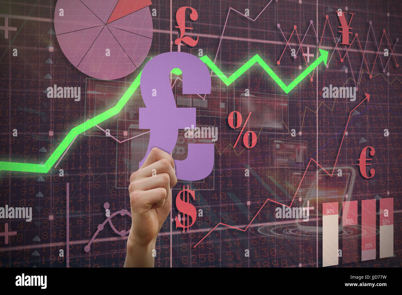 Hand holding pound sign against red arrow Stock Photo - Alamy