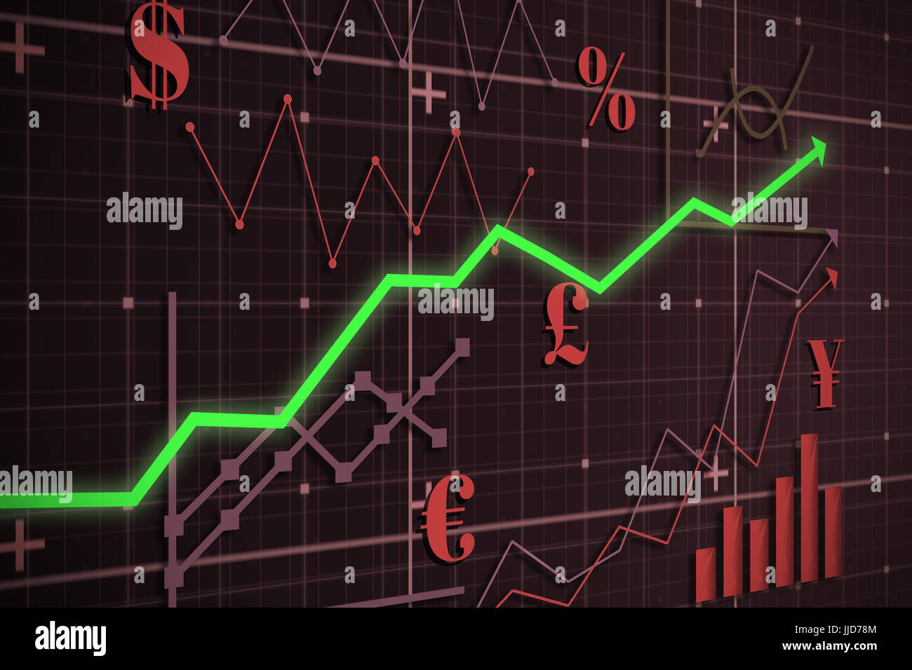 Red arrow against graph Stock Photo - Alamy
