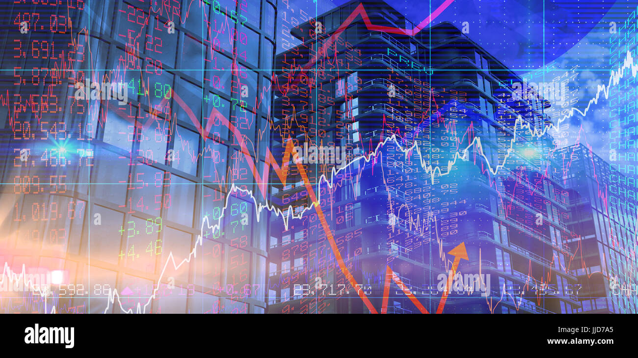 Vector image ofÃ‚Â 3d office buildings against stocks and shares Stock ...