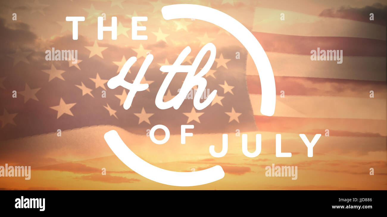 Colorful happy 4th of july text against white background against united ...