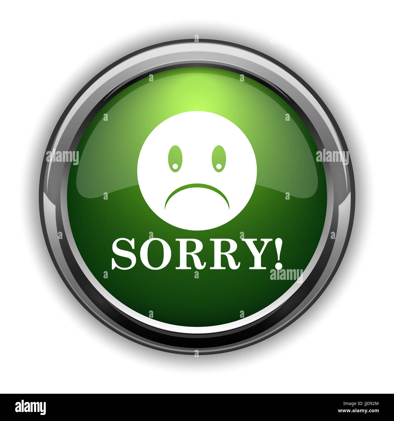 Sorry icon. Sorry website button on white background Stock Photo - Alamy