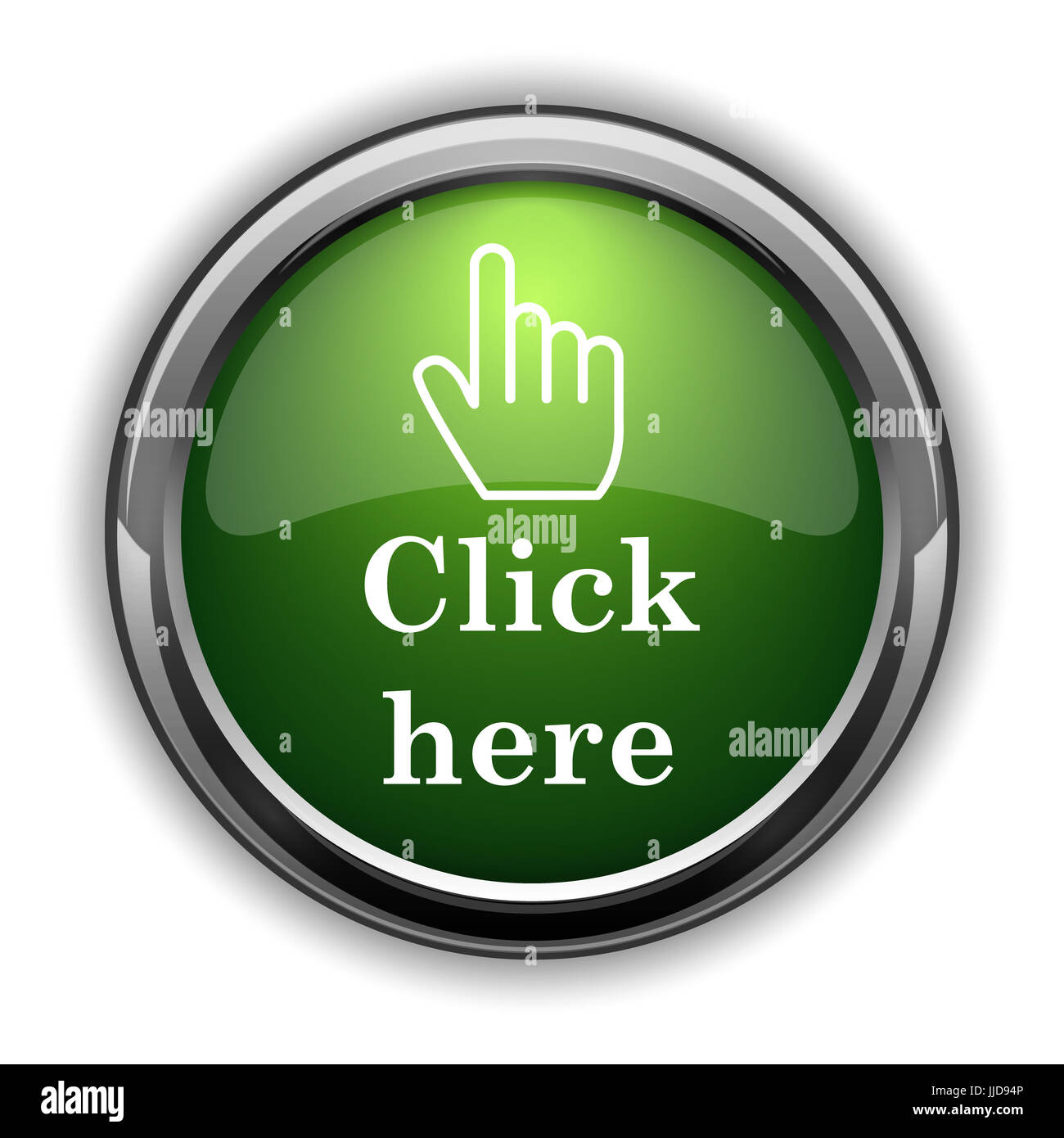 Click here icon. Click here website button on white background Stock ...