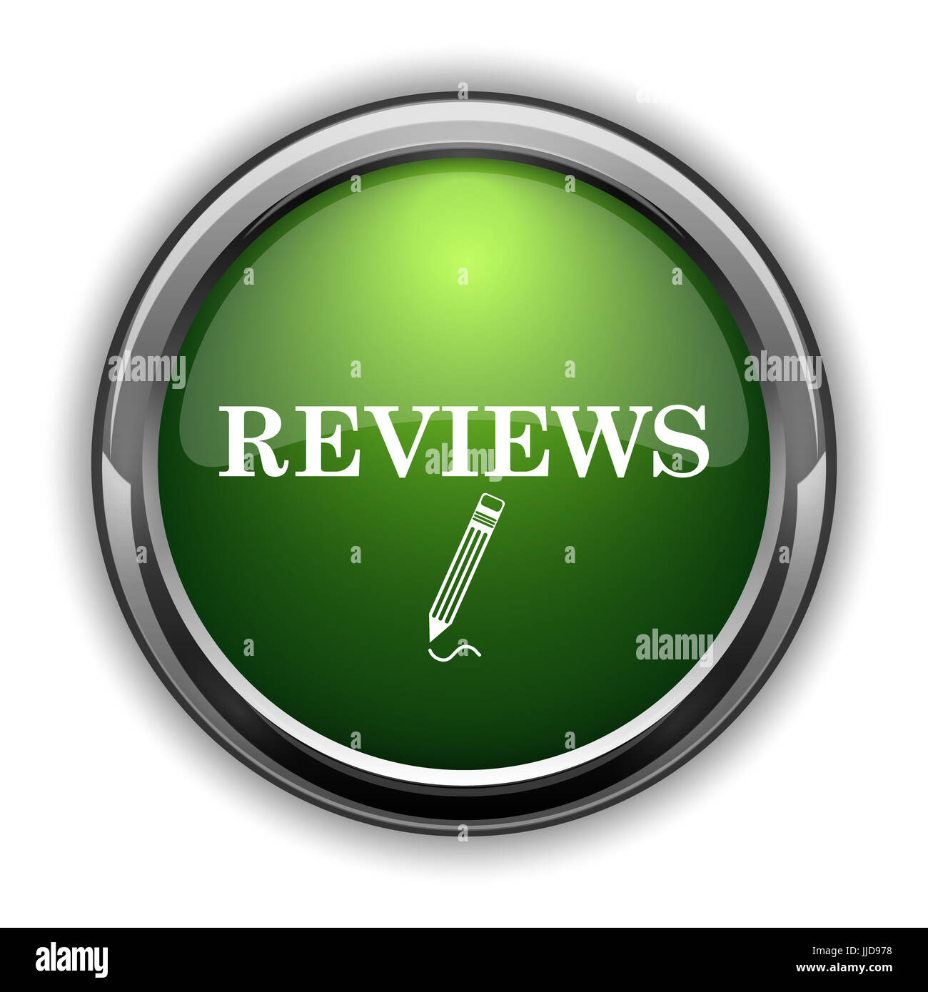 Reviews icon. Reviews website button on white background Stock Photo ...