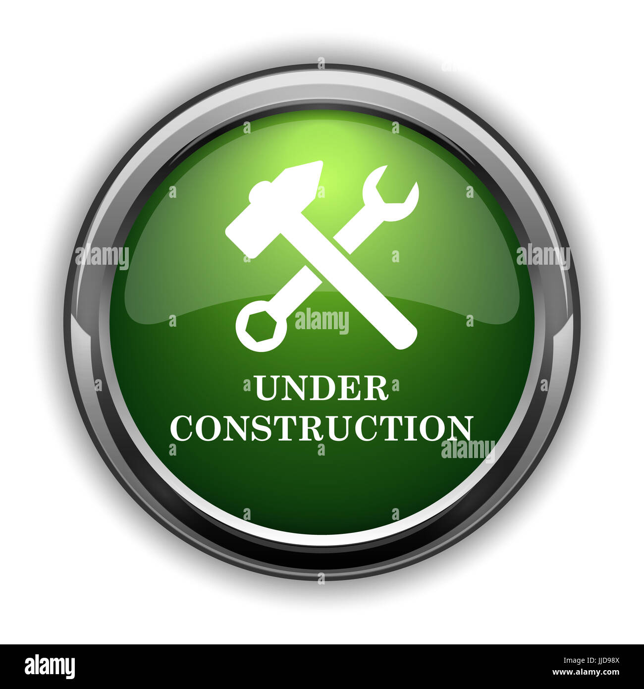 Under construction icon. Under construction website button on white ...