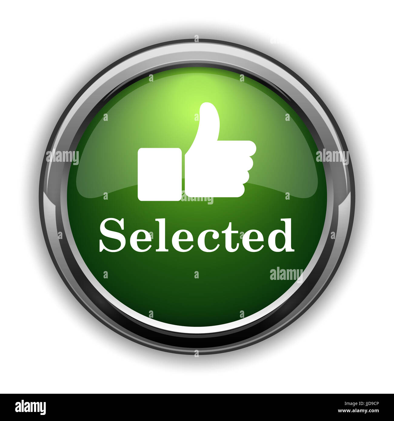 Selected icon. Selected website button on white background Stock Photo ...