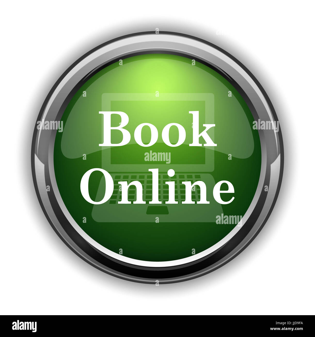 Book online icon. Book online website button on white background Stock ...