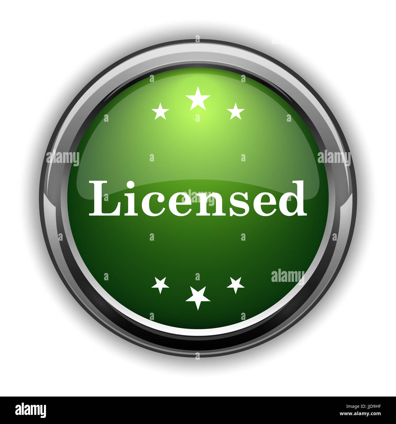 Licensed icon. Licensed website button on white background Stock Photo ...