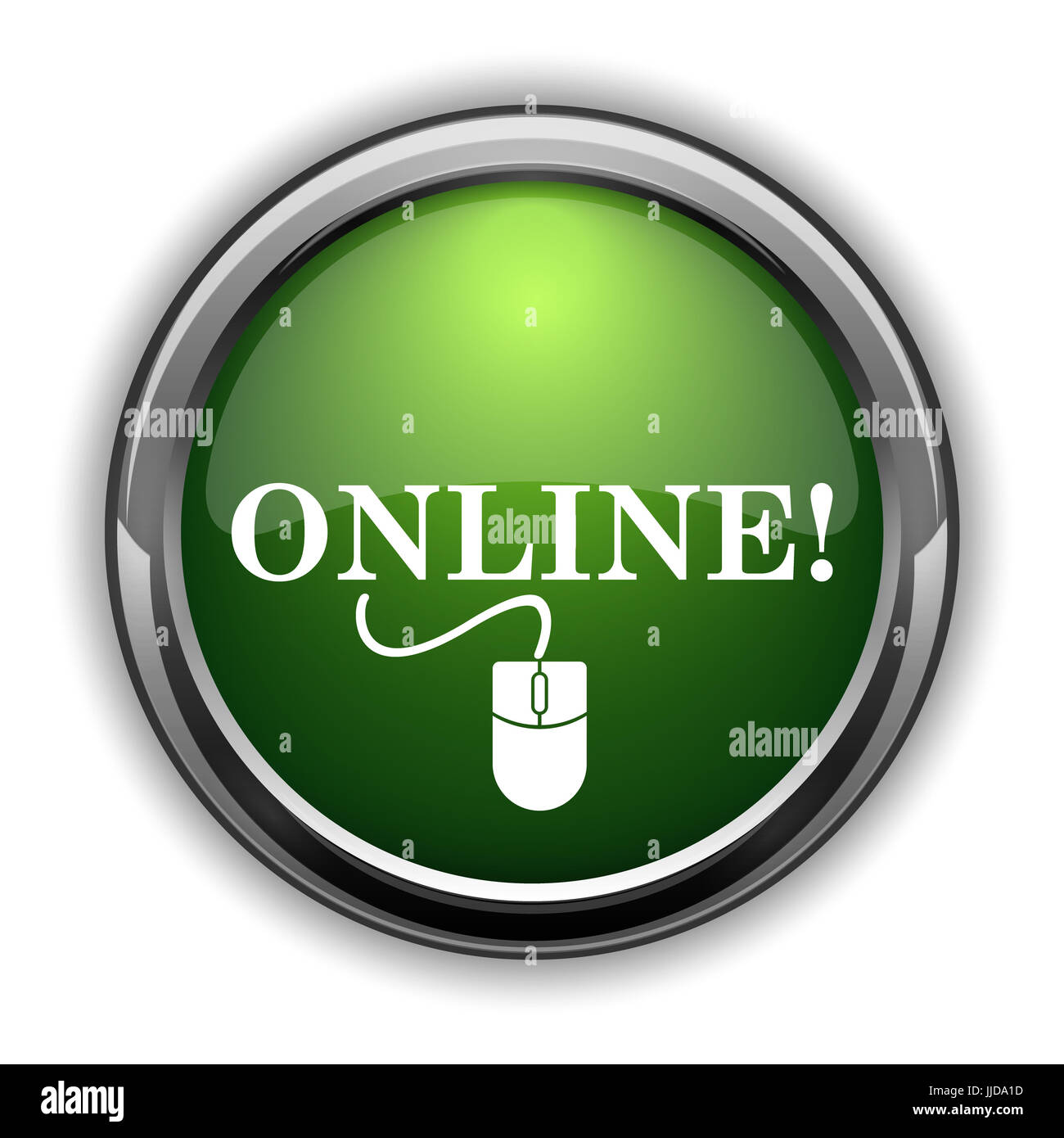 Online with mouse icon. Online with mouse website button on white ...